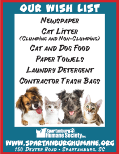 Wish List | Spartanburg Humane Society